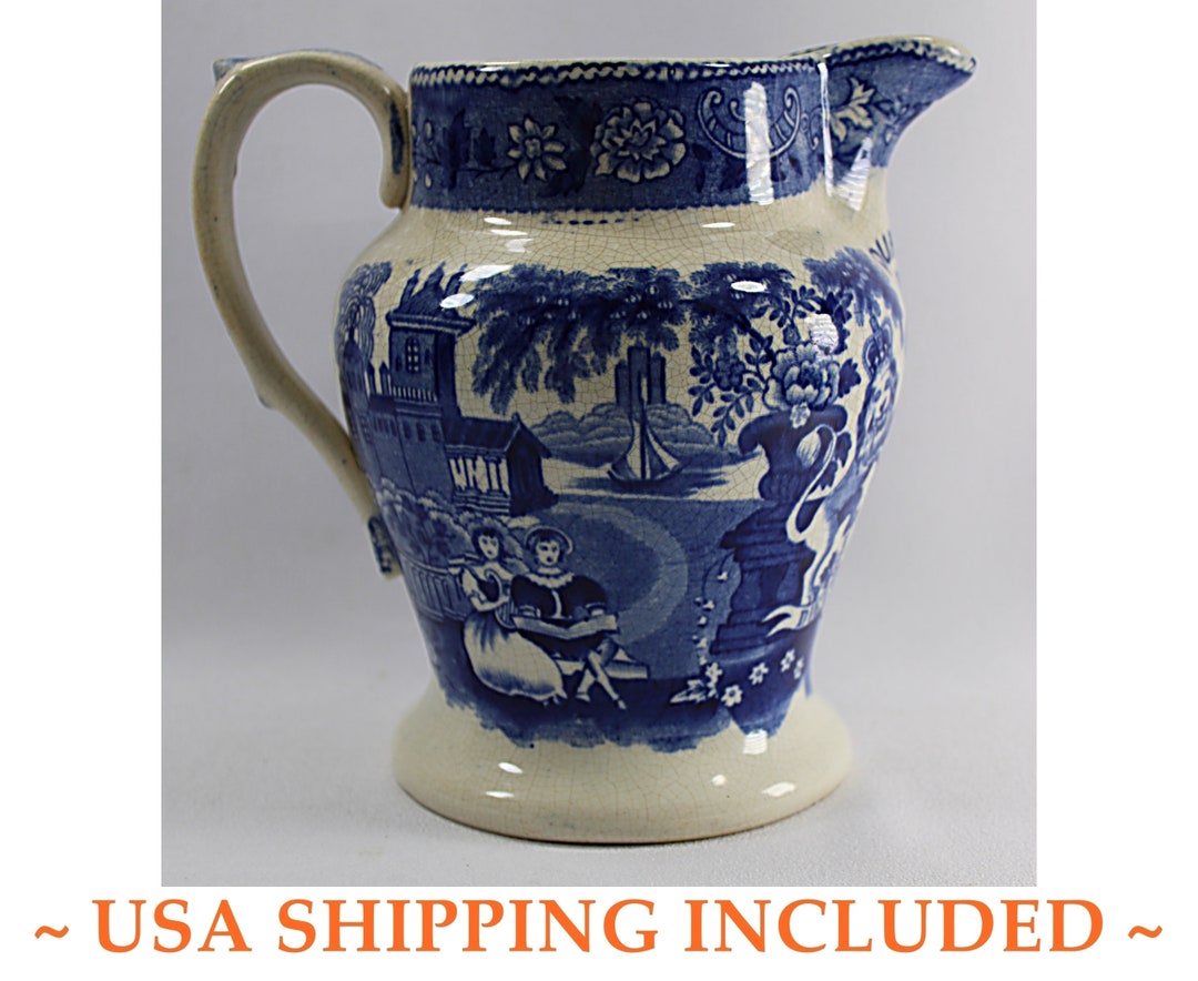 ANTIQUE English Transferware Pottery Jug Imperial Quart - Etsy