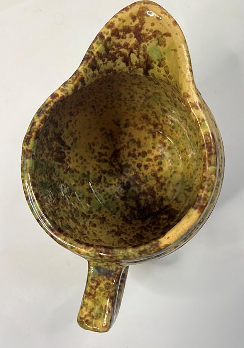Antique Large YELLOW WARE PITCHER Morton Pottery Sponged Woodland Glaze ...