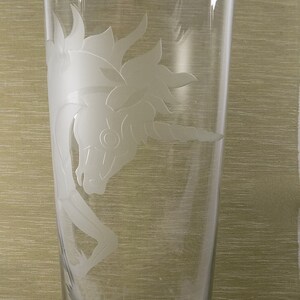 Vintage PERRY COYLE Art Glass 17 Inch Tall Vase With Etched Unicorn ...