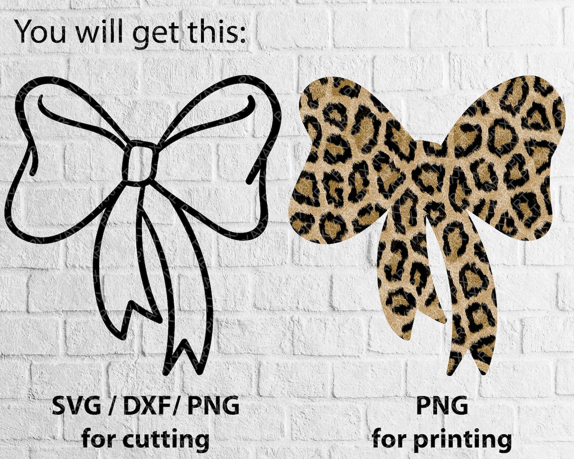 Bow Svg Dxf Png Leopard Print Bow Clipart Hand Drawn Doodle - Etsy