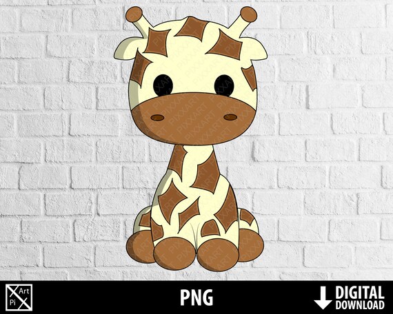 Cute Giraffe Png Cartoon Clipart Sweet Safari Animal Baby | Etsy