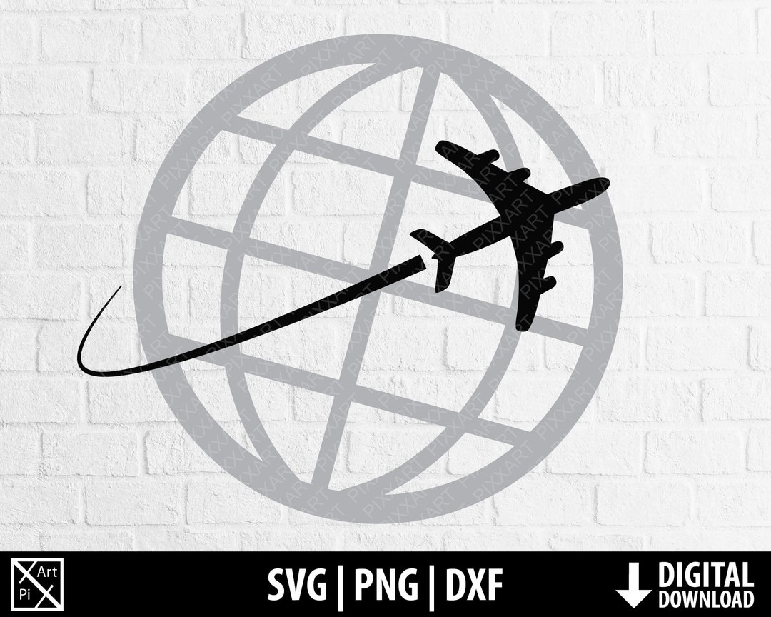 Plane Around World Svg, Travel Clipart Png Dxf, Holiday Vacation Summer ...