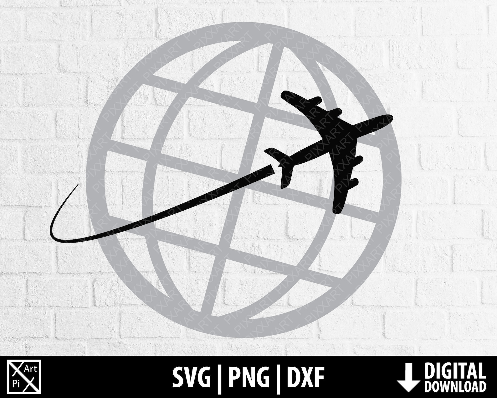 Plane Around World Svg Travel Clipart Png Dxf Holiday - Etsy