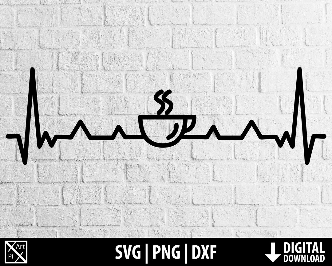 Coffee Svg, Coffee Heartbeat Svg Dxf, Love Coffeebeat Svg Png Clipart ...