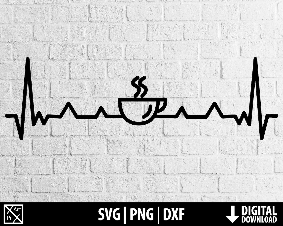 Coffee Svg, Coffee Heartbeat Svg Dxf, Love Coffeebeat Svg Png Clipart ...