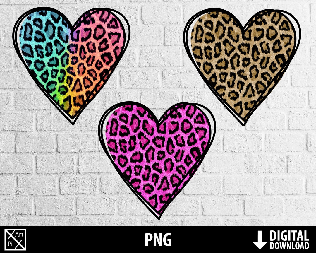 Leopard Hearts Png, Safari Wildlife Heart Png Clipart, Pink Rainbow ...