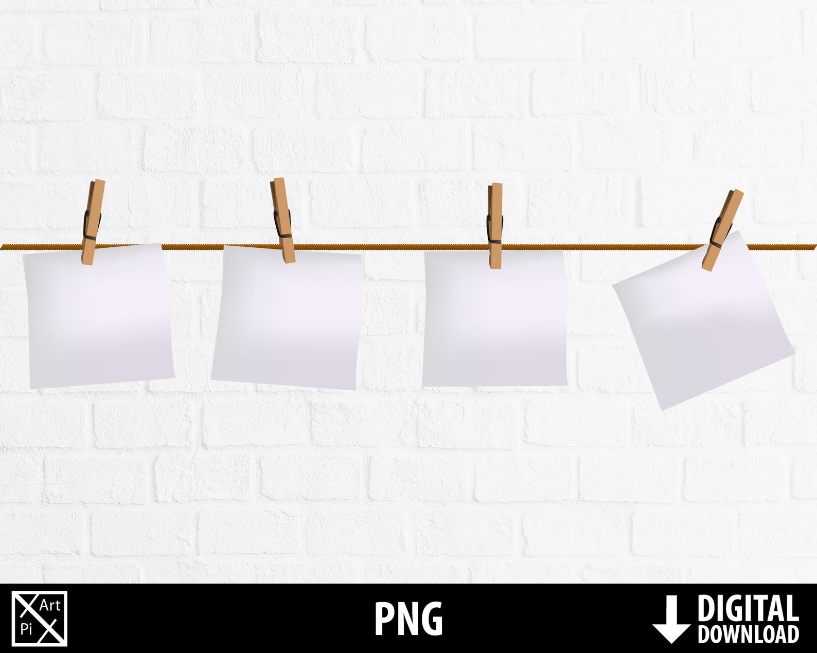 Paper Notes Clipart Labels on Washing Line Png Printable | Etsy