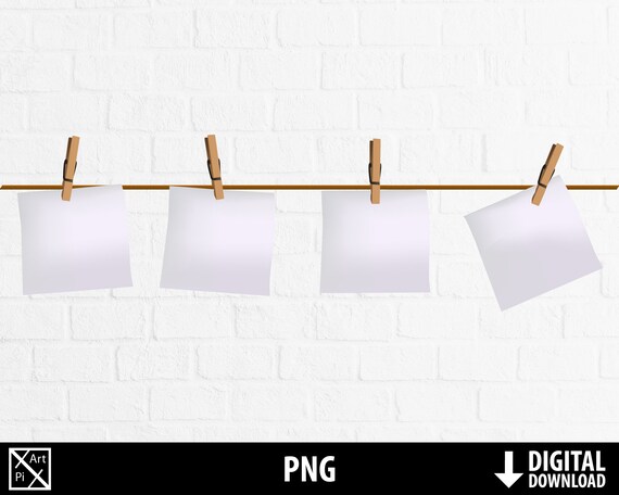 Paper Notes Clipart Labels on Washing Line Png Printable | Etsy