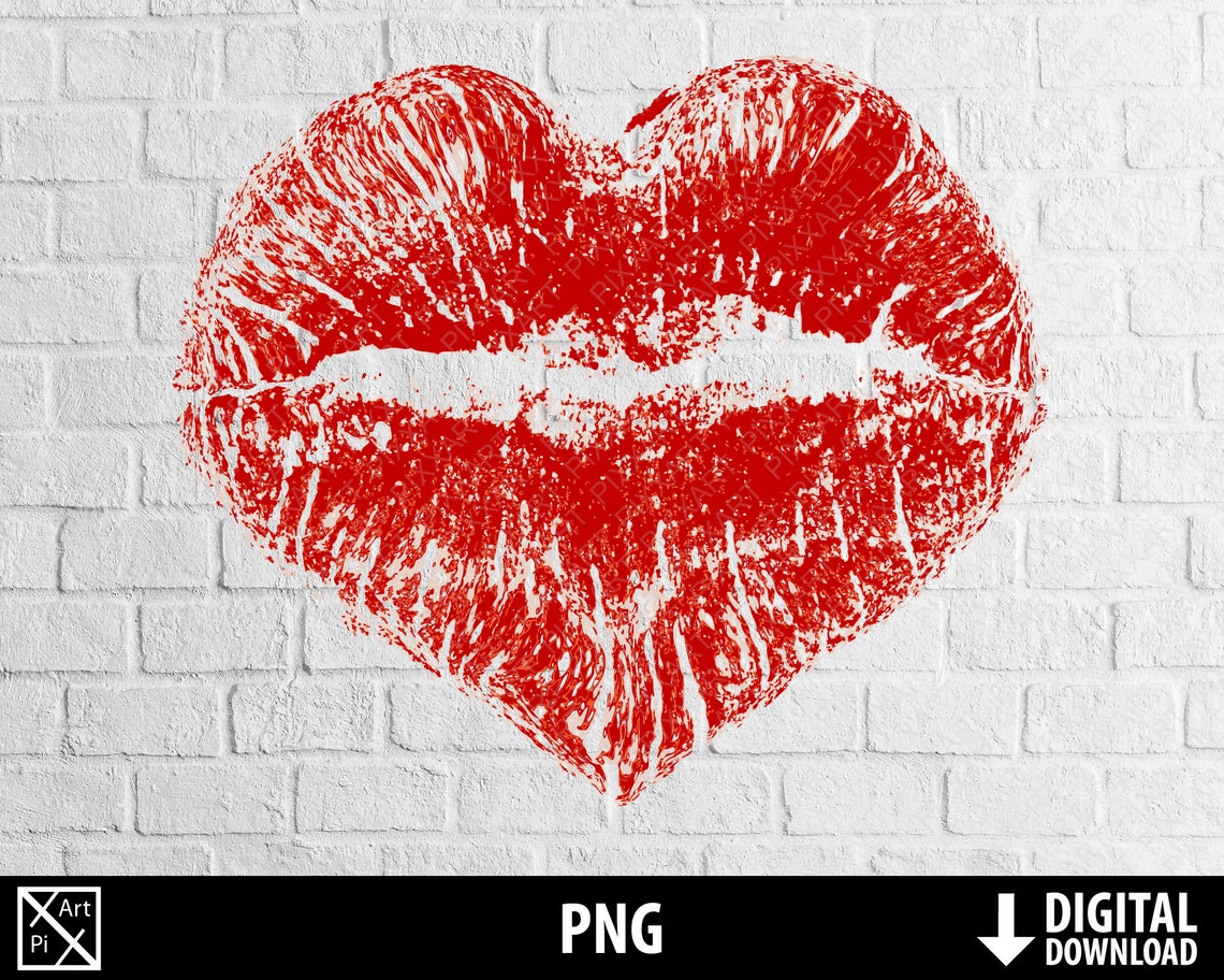 Heart Lipstick Kiss Png Love Clipart Valentine's Day | Etsy