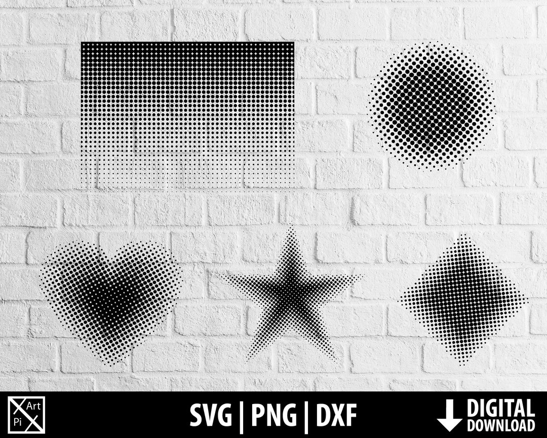 Halftone Svg Dxf Png, Circle Square Heart Star Comic Clipart, Printable ...