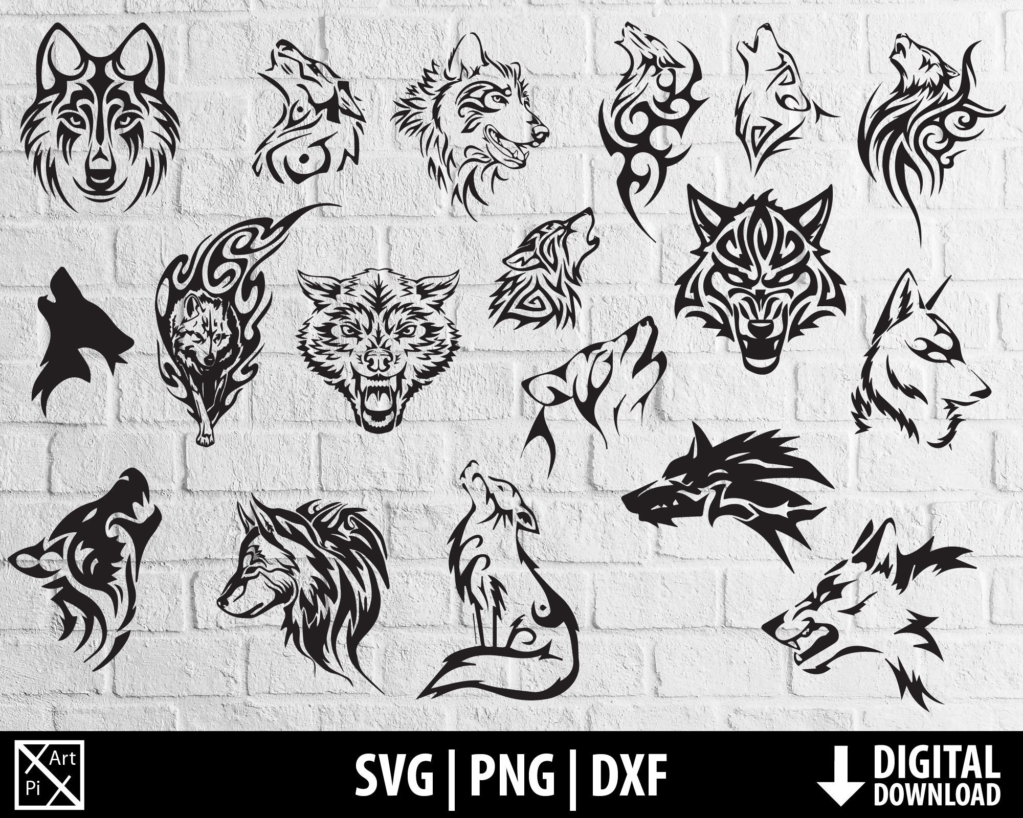wolf art svg clipart printable vector graphic wolves art svg instant ...