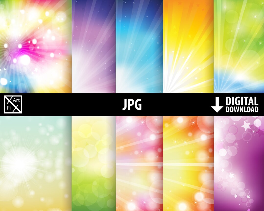 Sunburst Digital Paper, Sunray Printable Paper, Light Lens Flare ...