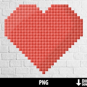 Heart Png, Pixelated Heart Clipart, Love, Valentine's Day, Printable ...