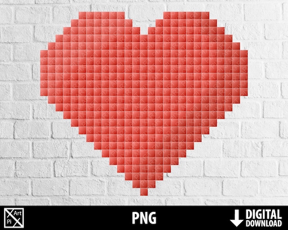 Heart Png Pixelated Heart Clipart Love Valentine's Day - Etsy