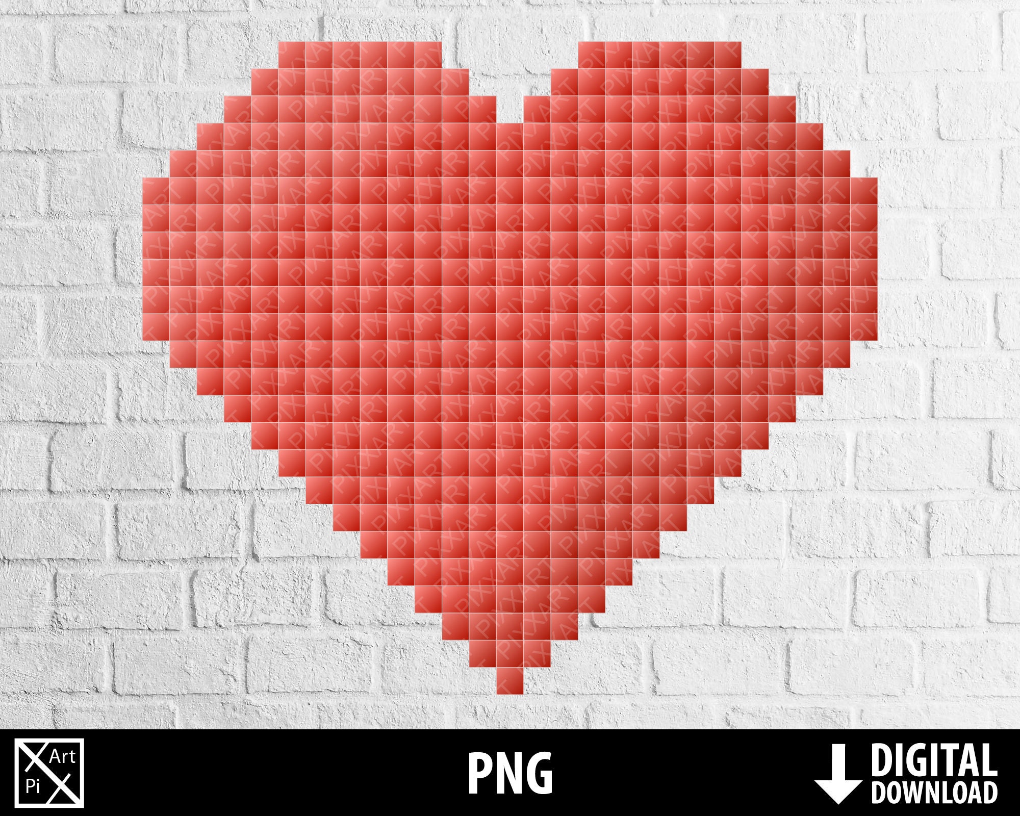 Corazón png imágenes prediseñadas del corazón pixeladas | Etsy