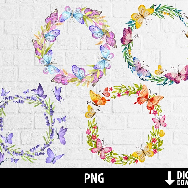 Butterfly Wreath Png - Etsy
