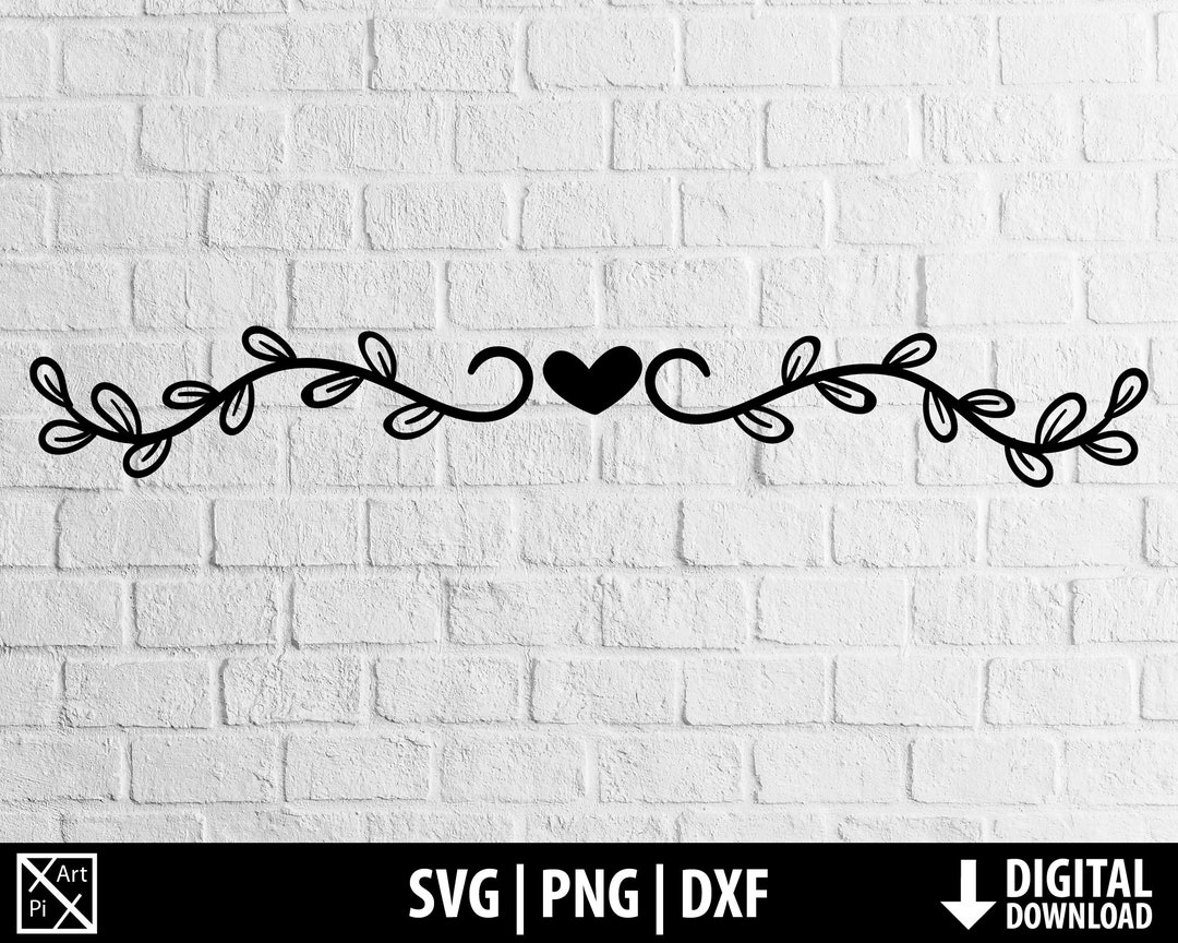 Love Divider Svg Dxf Png, Heart Laurel Wreath Svg Clipart, Doodle Hand ...