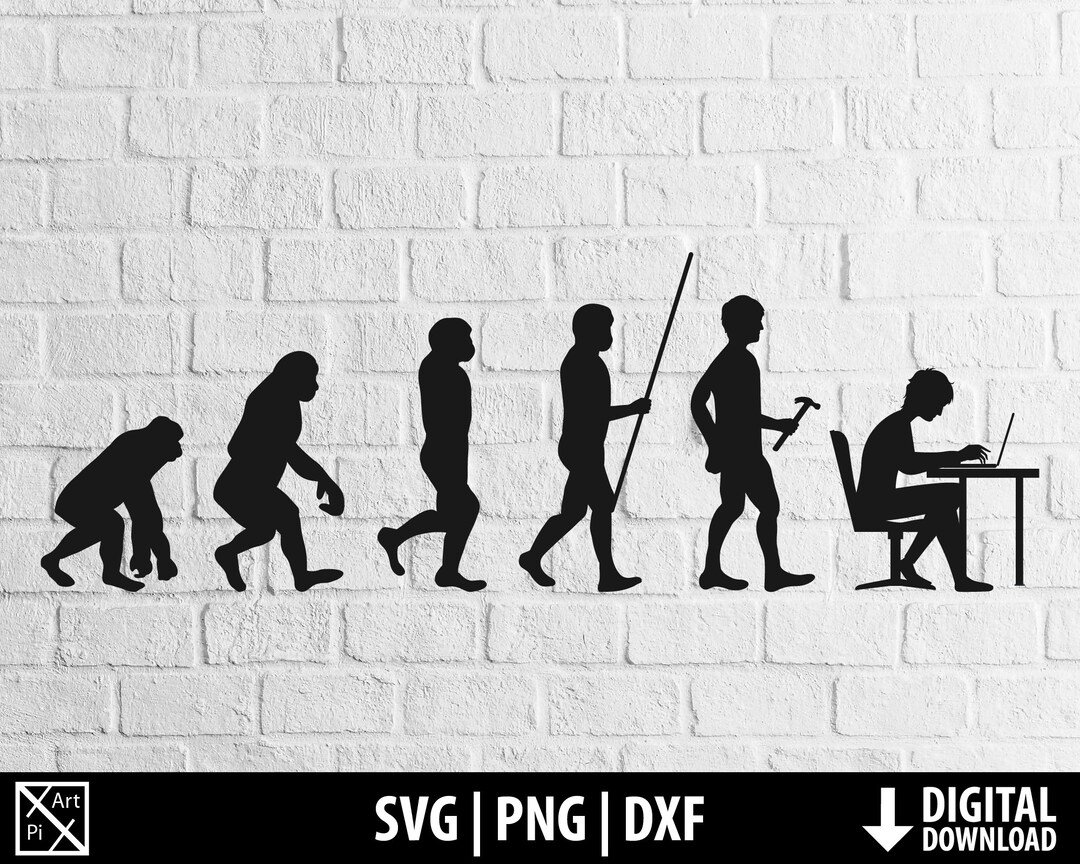 Human Evolution Svg, Workers Png Dxf, Monkey Hunter Computer, Printable ...