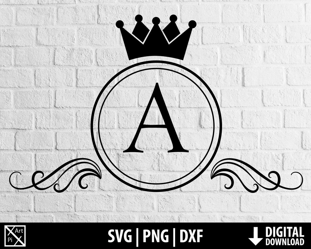 Monogram Svg Dxf Svg, Custom Monogram Crown Clipart, Personalized ...