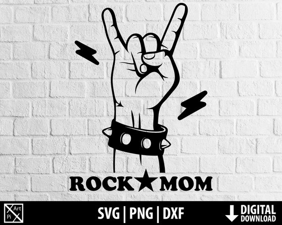 Rock Mom Svg Dxf Png Metal Sign Hand Rock N Roll Mama | Etsy