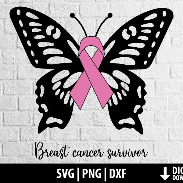 Breast Cancer Ribbon With Butterfly Clipart - Etsy