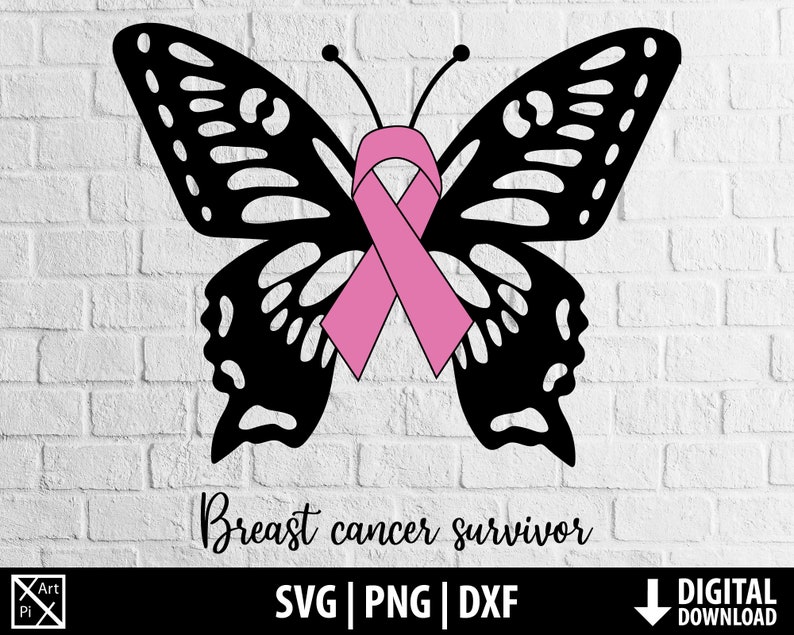 Breast Cancer Survivor Svg Png Dxf Pink Ribbon Svg Butterfly | Etsy