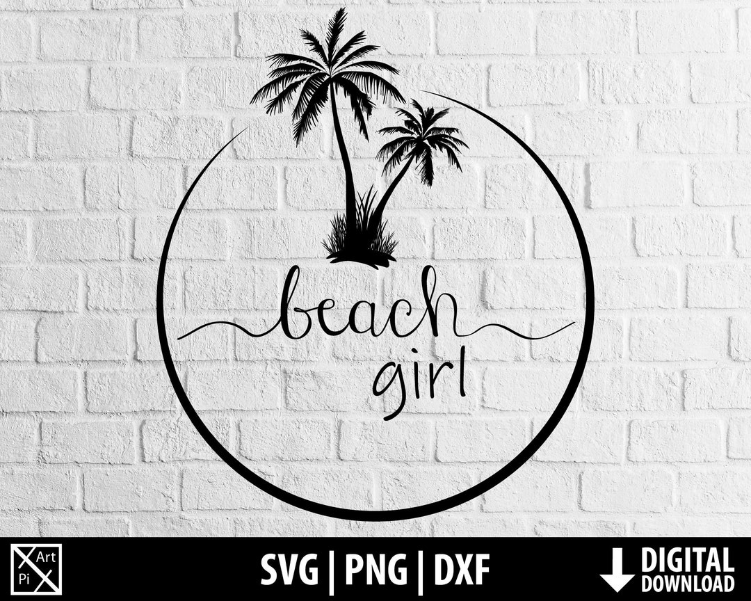 Beach Girl Svg Dxf Png, Love Sea Surf Water Palm Tree Clipart ...