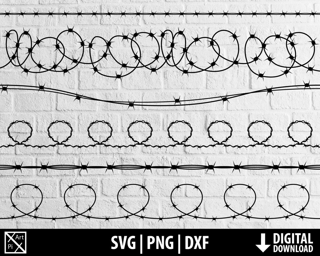 Barbed Wire Svg Png Dxf, Barbed Wire Fence Frame Svg Clipart, Printable ...
