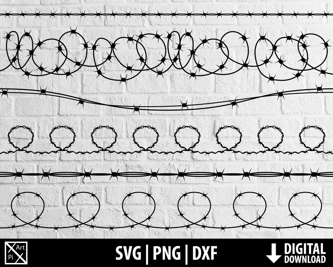 Barbed Wire Svg Png Dxf Barbed Wire Fence Frame Svg Clipart - Etsy