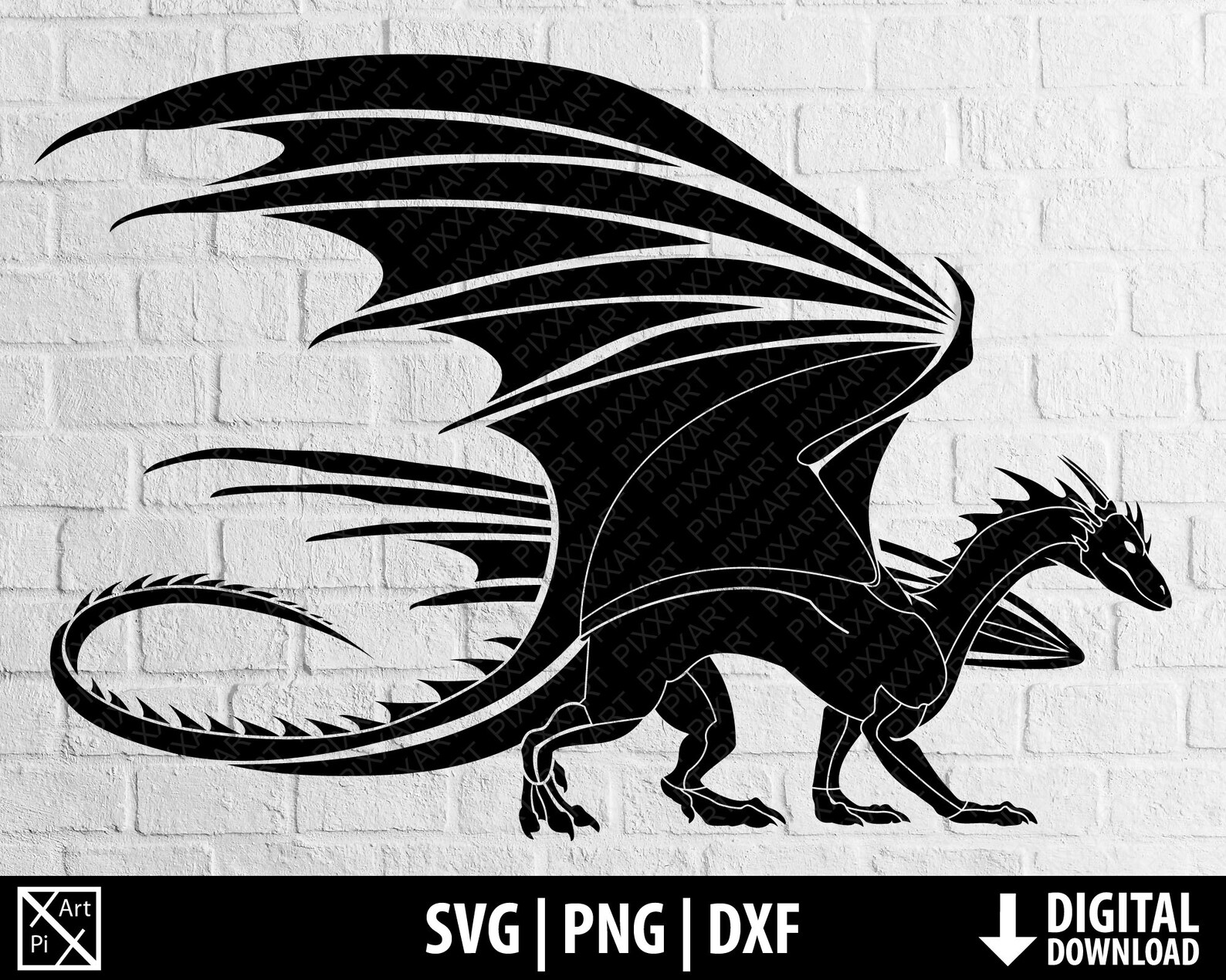 Dragon Svg Png Dxf, Dragon Wings Clipart, Printable Wall Decall, Cut ...