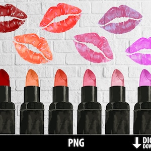 Lipstick Kiss Png, Watercolor Make up Png, Red Pink Lips Clipart ...