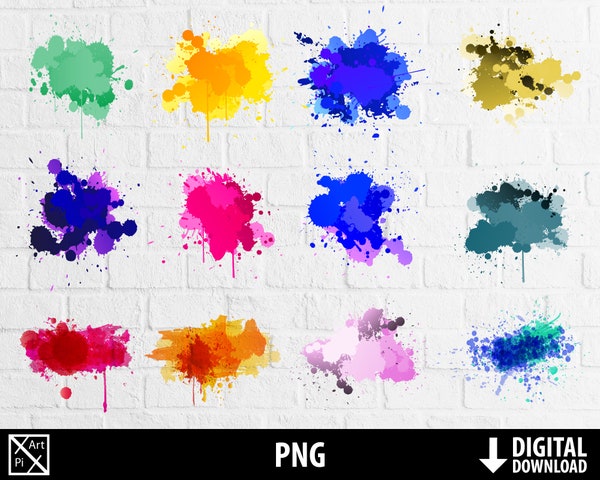 Watercolor Splatters Clipart, Watercolor Splashes, Paint Splashes ...