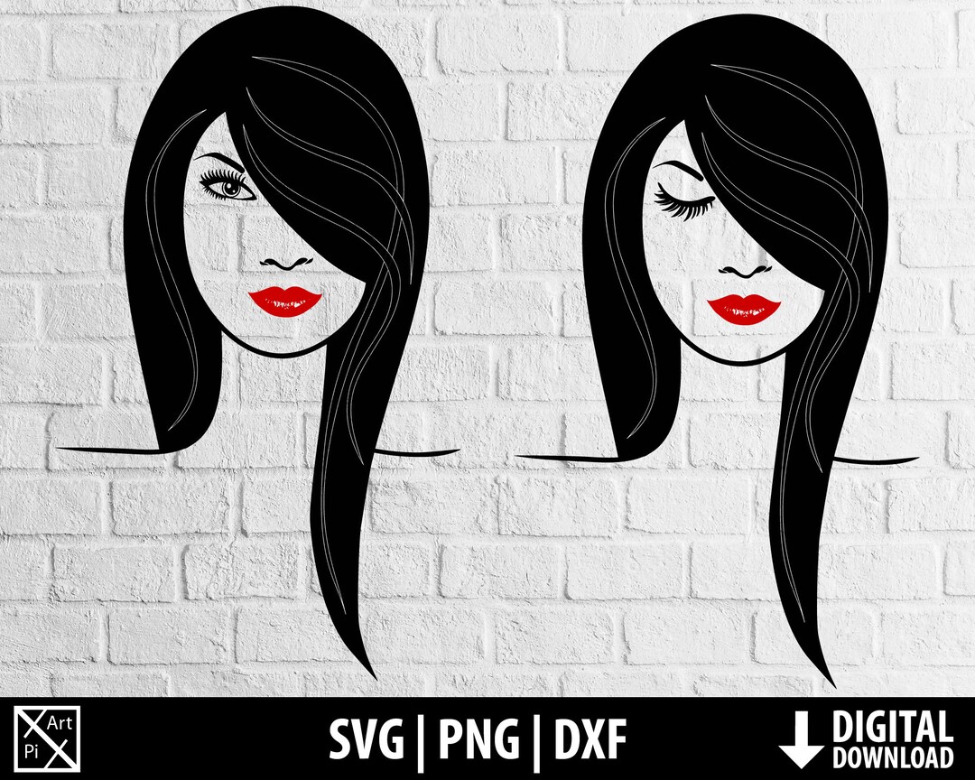 Woman Face Svg Dxf Png, Lashes Red Lips Lipstick Make up Clipart, Sexy ...