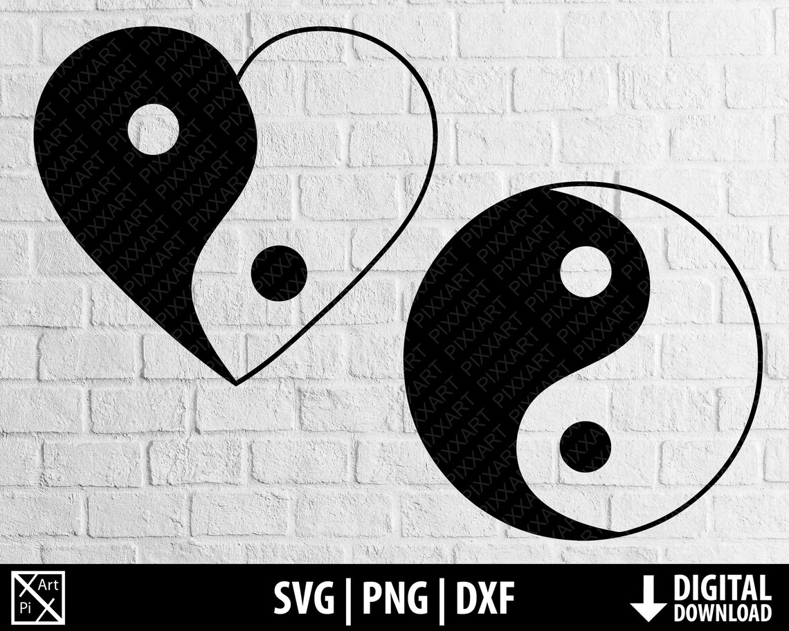 Yin Yang Svg Dxf Png Heart Clipart Printable Cut File Cricut - Etsy