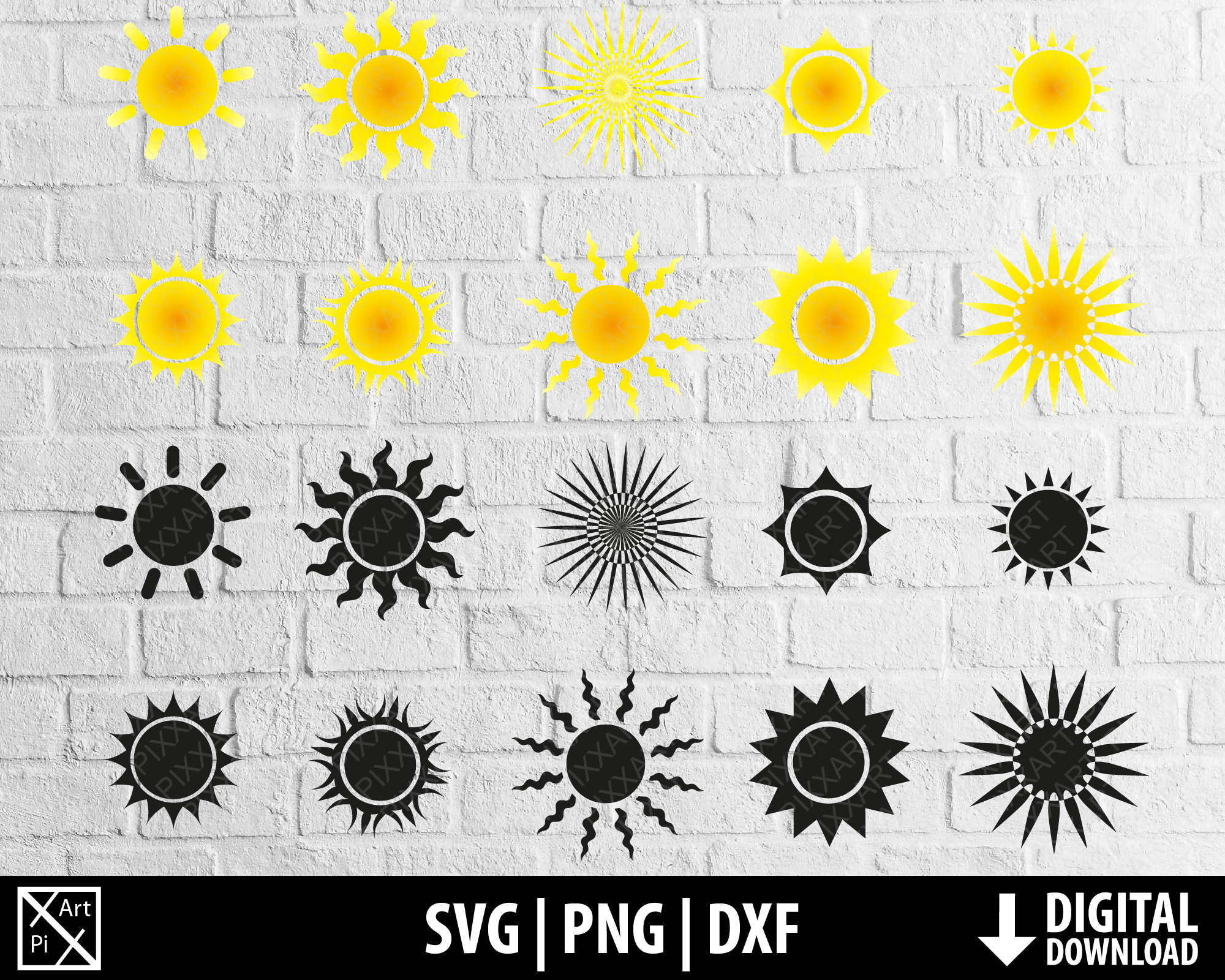 Sun clipart sun svg sun dxf sun bundle cut file cricut | Etsy