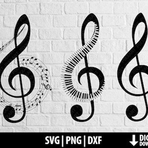 Treble Clef Svg, Piano Dxf, Music Sol Key Png Clipart , Printable Cut ...