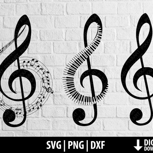 Treble Clef Svg Piano Dxf Music Sol Key Png Clipart - Etsy