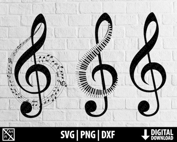 Treble Clef Svg Klavier Dxf Musik Sol Schlüssel Png Clipart | Etsy ...