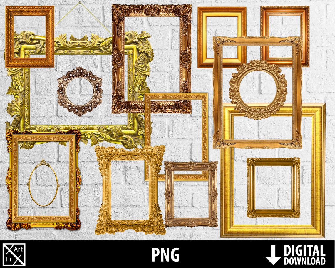 Gold Frames Png, Vintage Golden Frames Clipart, Retro Border Png ...