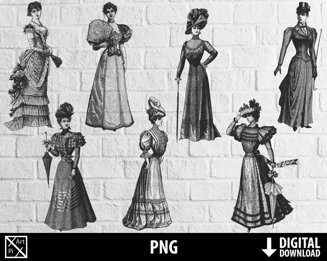 Vintage People Png, Retro Clothing Png, Victorian Women Fashion Clipart ...