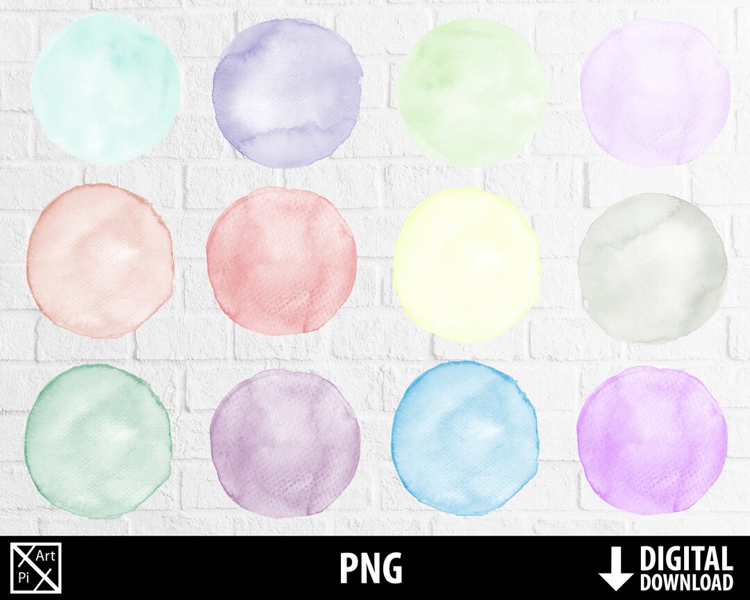 Watercolor Png, Round Paint Stains Clipart, Printable Circular Water ...