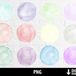 Watercolor Png, Round Paint Stains Clipart, Printable Circular Water ...