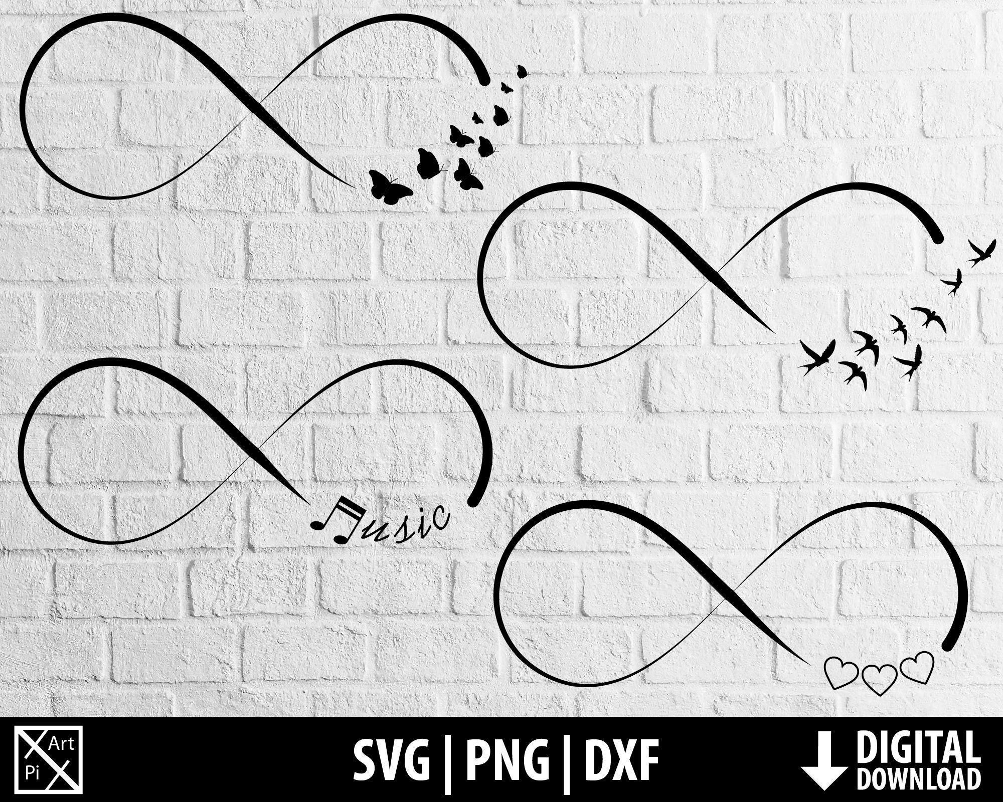 Infinity Svg Dxf Png Love Music Butterfly Swallow Clipart | Etsy