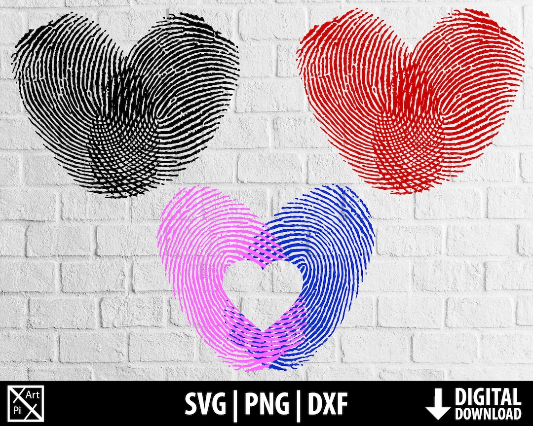 Fingerprint Heart Svg, Love Png Dxf Clipart, Printable Wedding ...