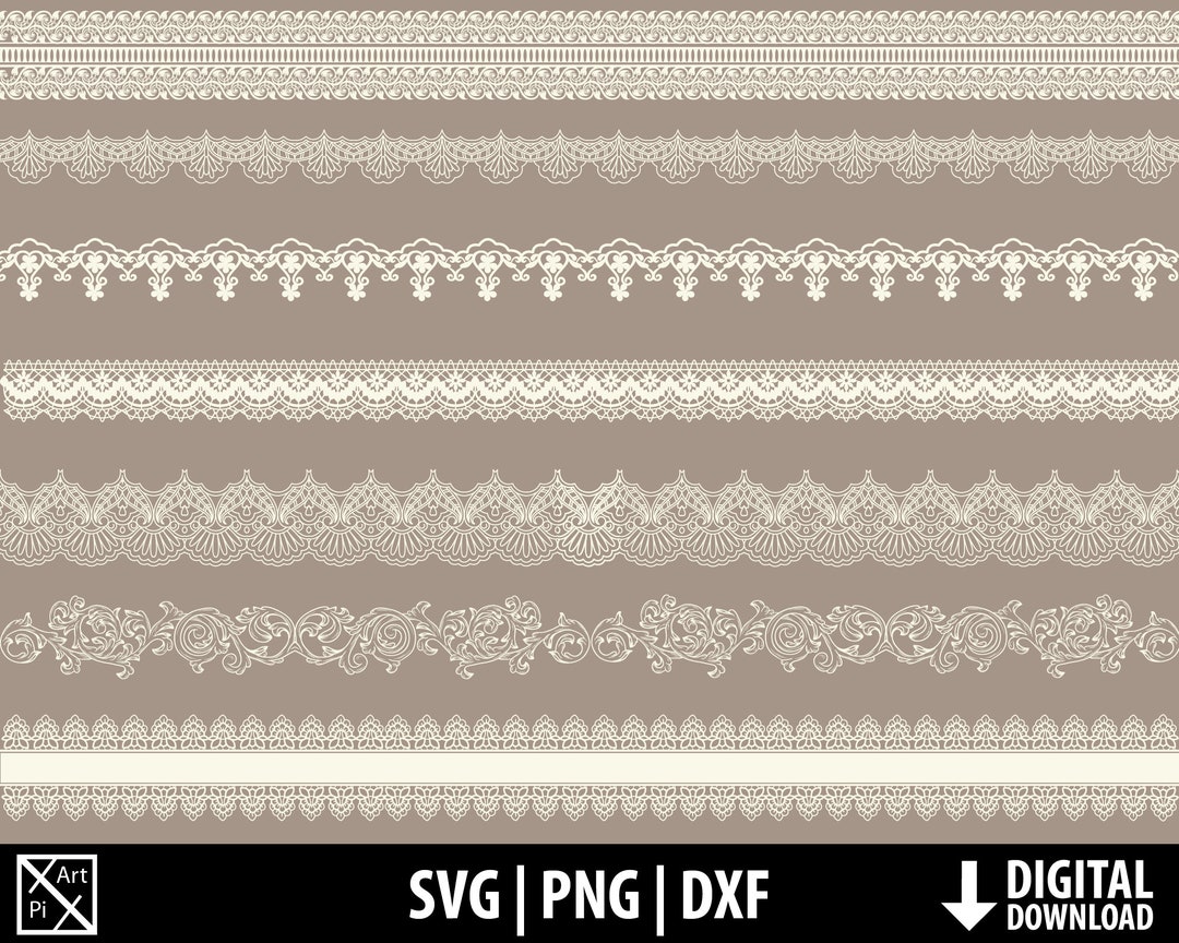 Lace Ribbons Svg, Wedding Invitation Clipart Dxf Png, Vintage Borders ...