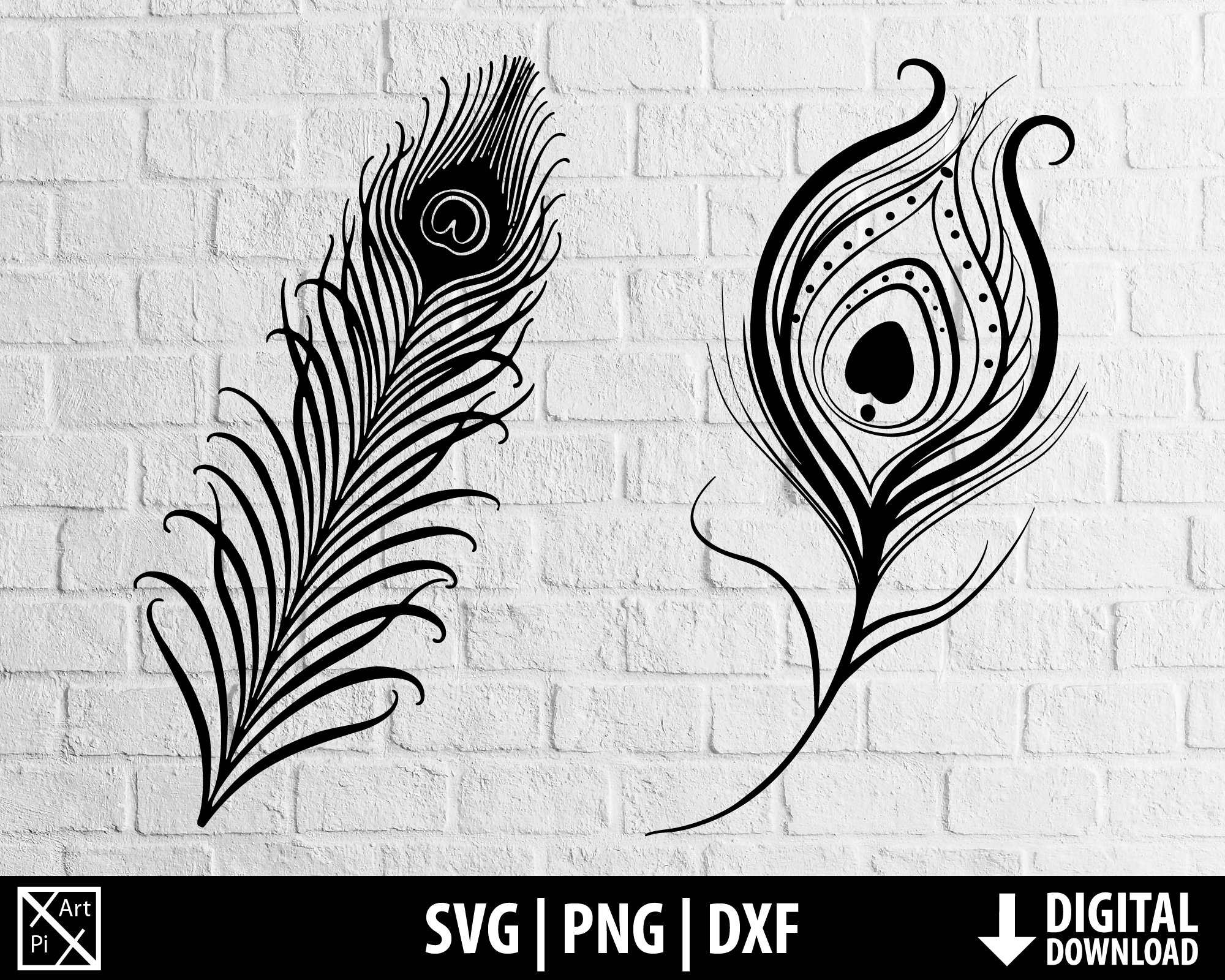 Peacock feathers svg png dxf boho feather clipart printable | Etsy