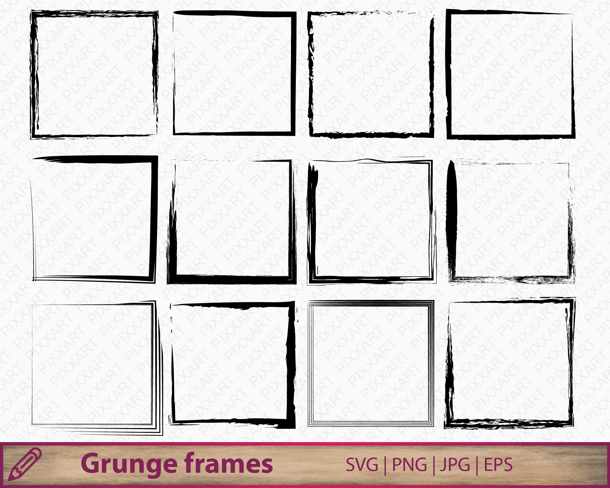 Grunge frame clipart distressed square frame svg png | Etsy