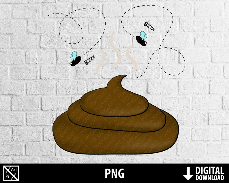Dog Poop Png Funny Dog Poop Flies Clipart Poop Cartoon | Etsy