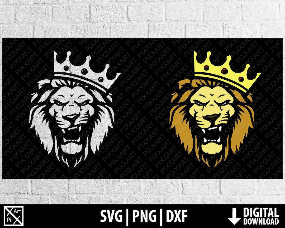 Lion Svg, Lion With Crown Dxf Clipart, Lion King Png Lion Silhouette ...