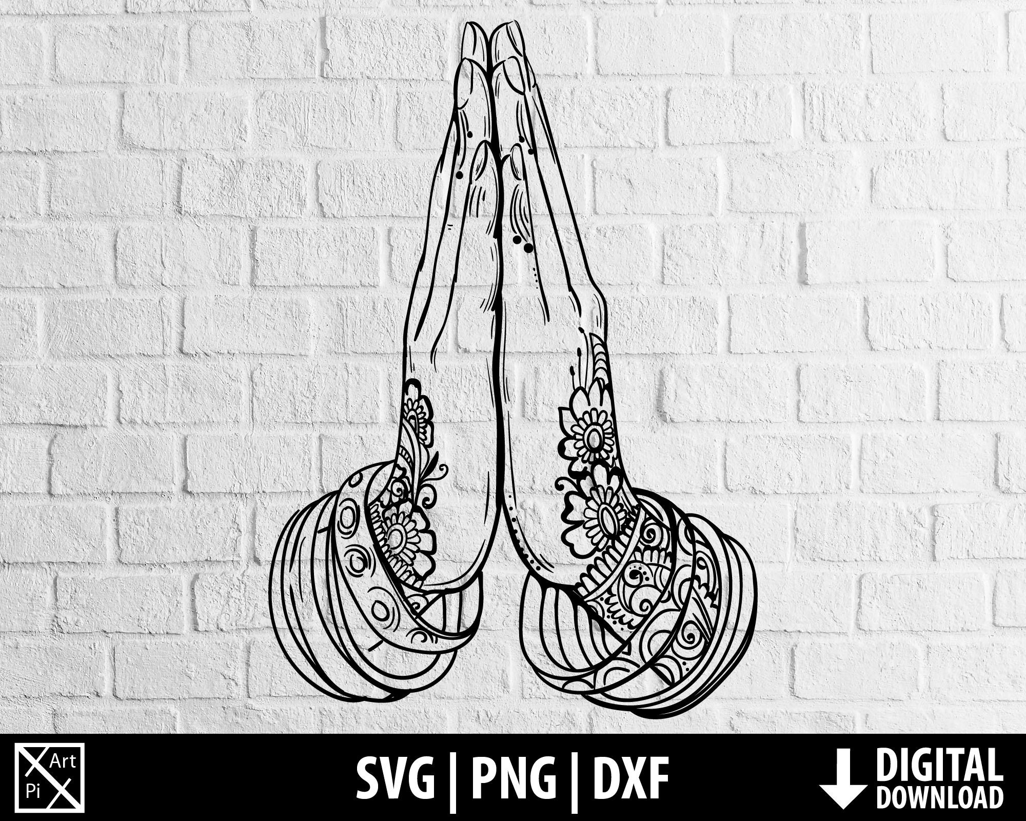 Namaste Svg, Hands Gesture Svg Hands Praying Png Dxf Meditation Clipart ...